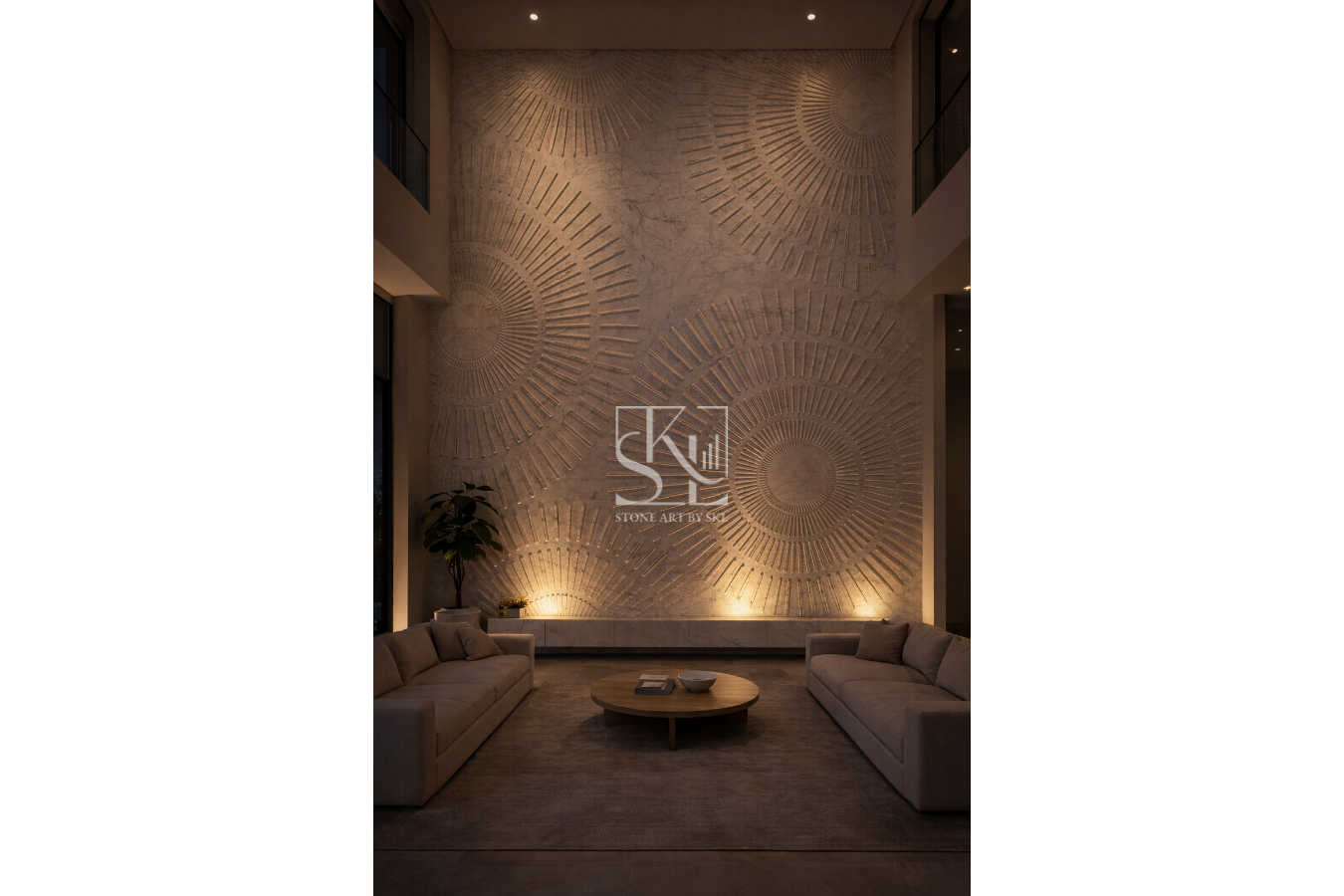 Luxurious Circle Flute Design Wall - Stone Art By SKL