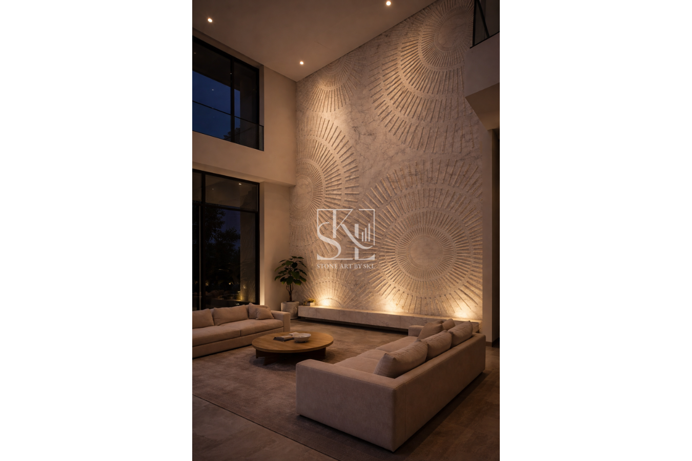 Luxurious Circle Flute Design Wall - Stone Art By SKL