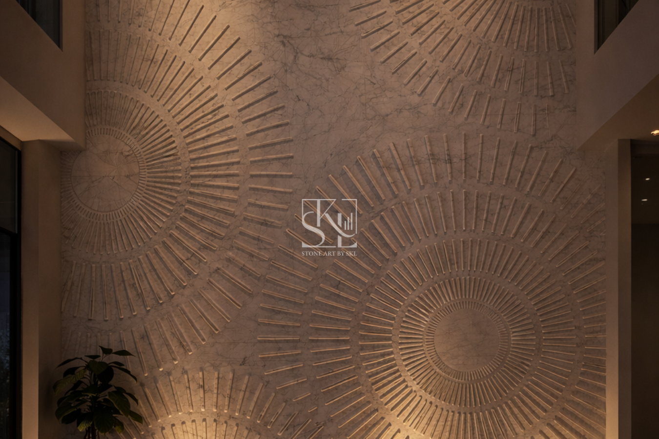Luxurious Circle Flute Design Wall - Stone Art By SKL