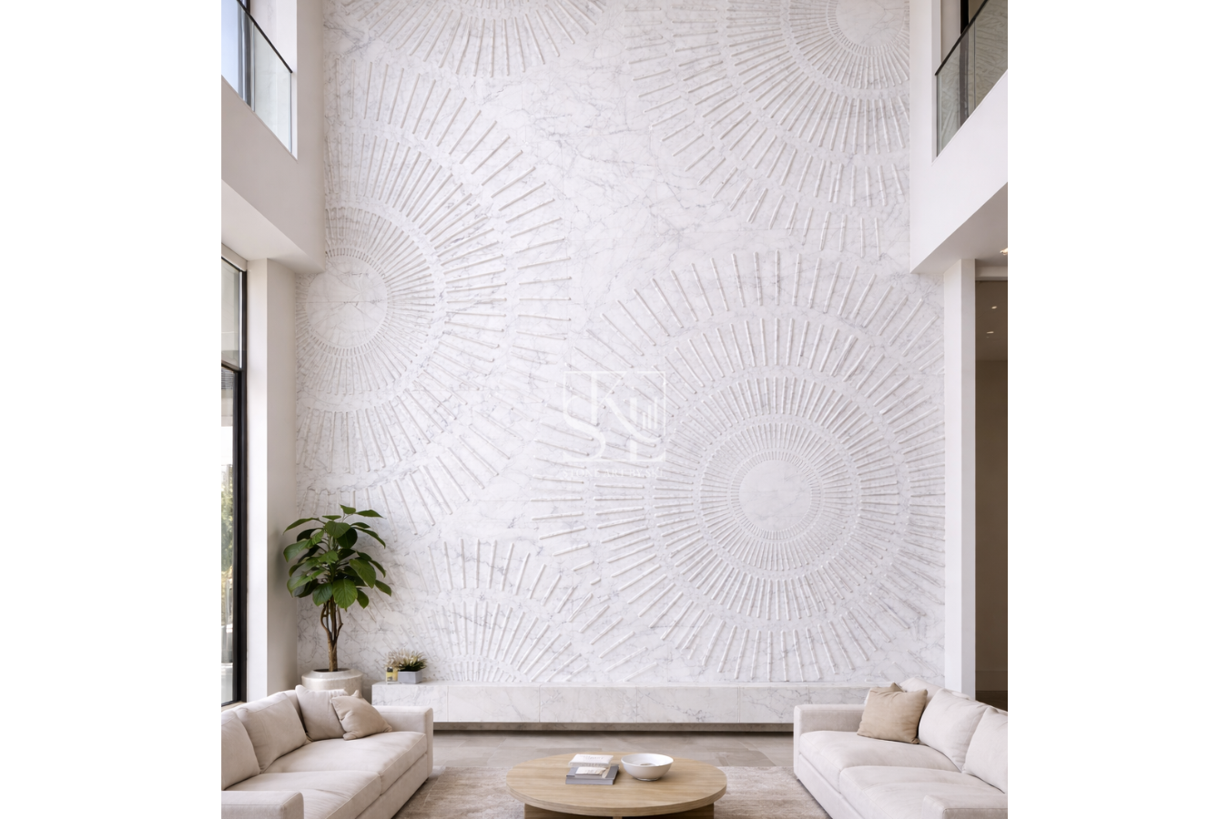 Luxurious Circle Flute Design Wall - Stone Art By SKL