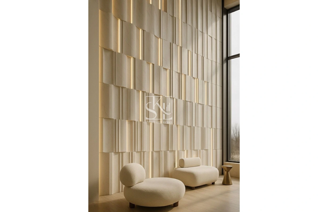 Curved Fluted Strips Design - Stone Art By SKL