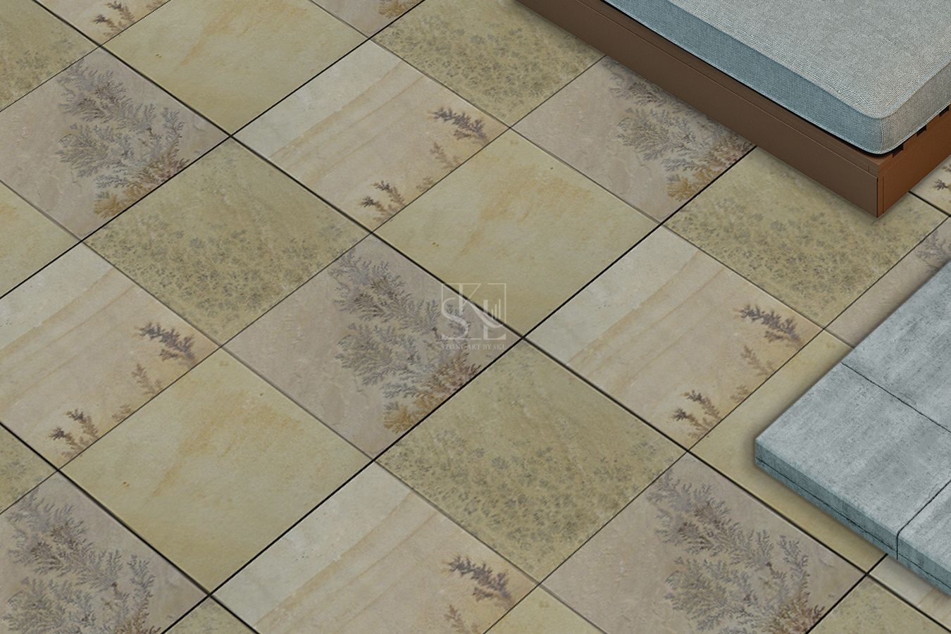 Floral Green Sandstone - Natural Stone Tiles & Slabs - Stone Art By SKL