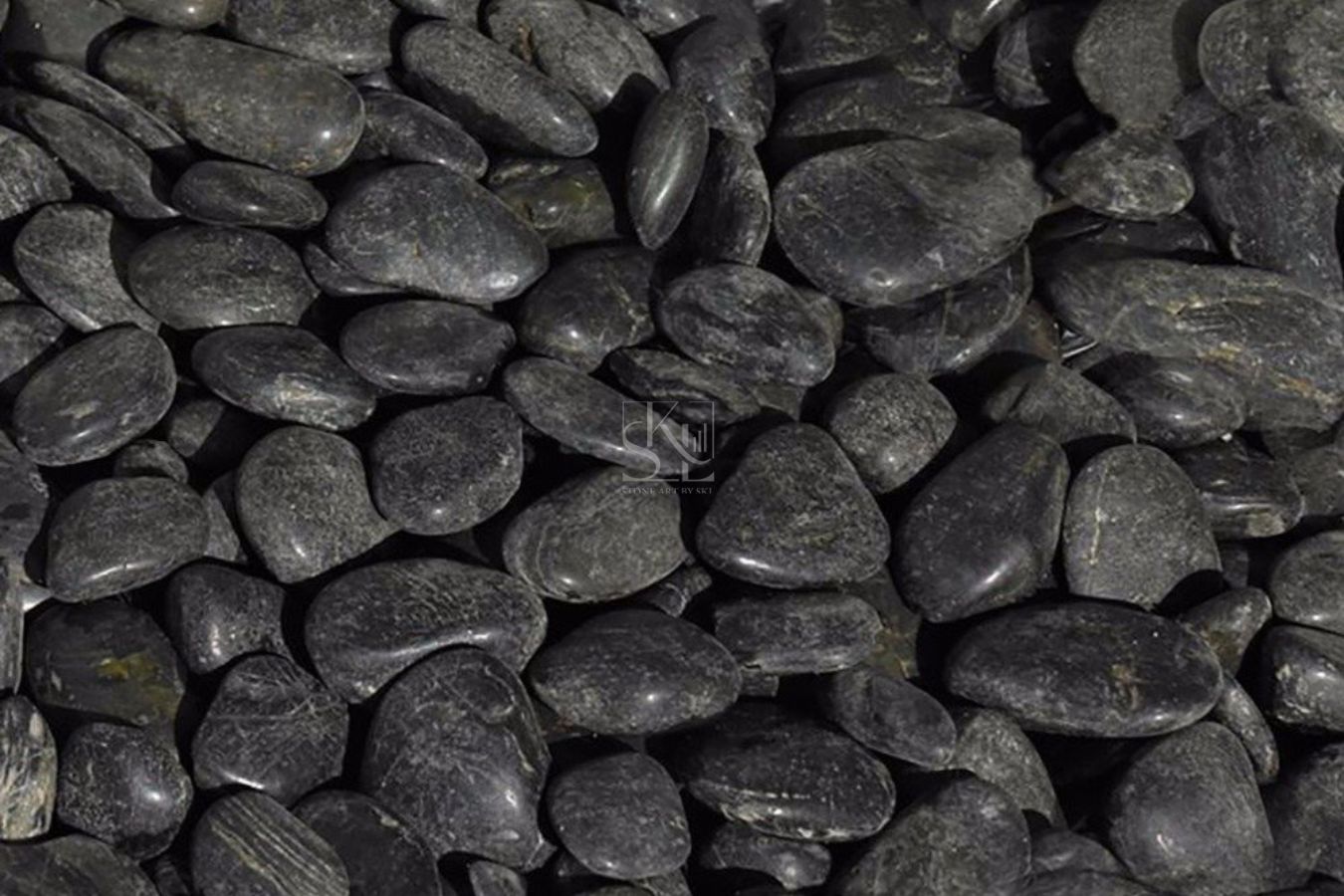 Black Color Pebble Stone - Landscape Features - Stone Art By SKL